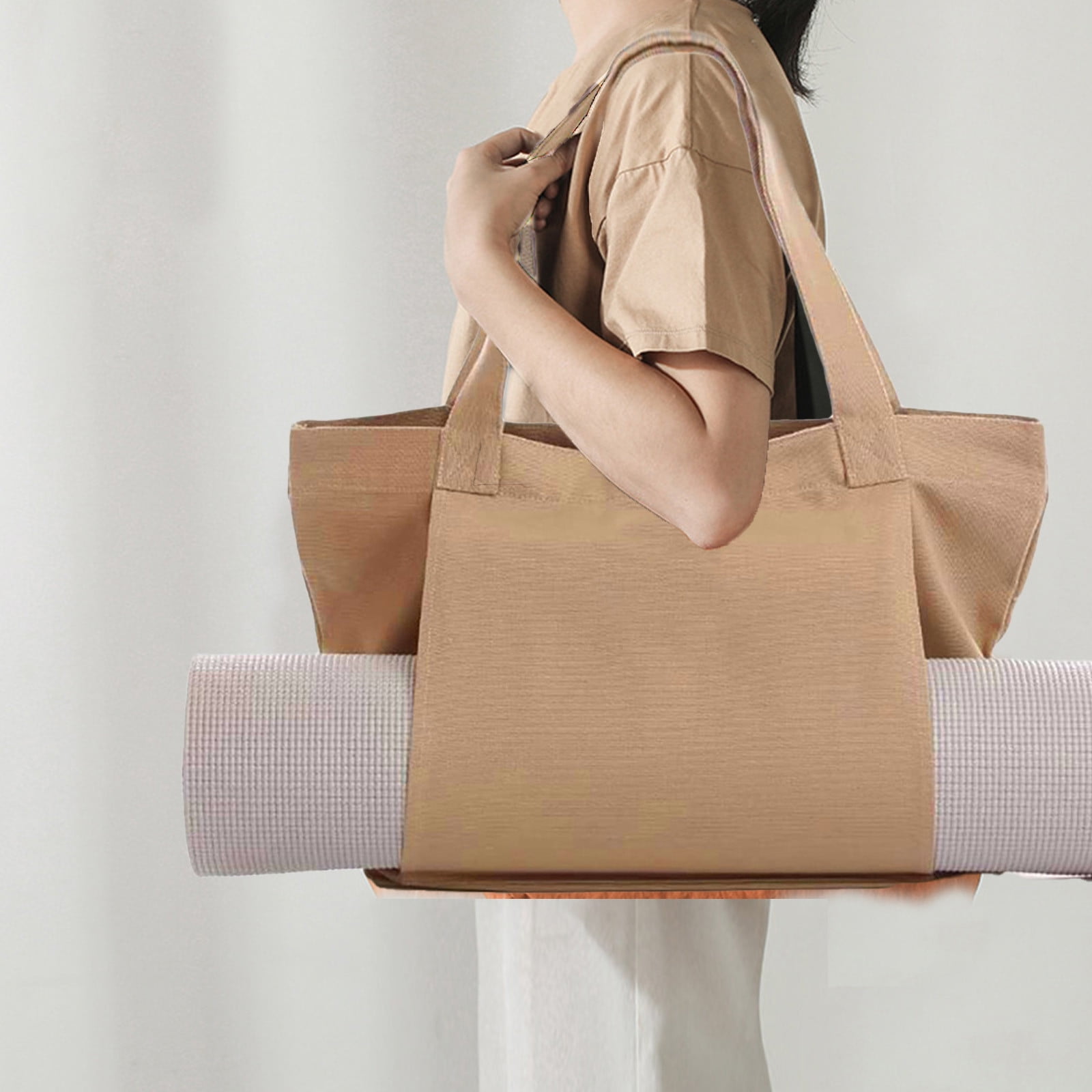 RKSTN Canvas Tote Bag with Yoga Mat Weight-bearing Pocket, Suitable for ...