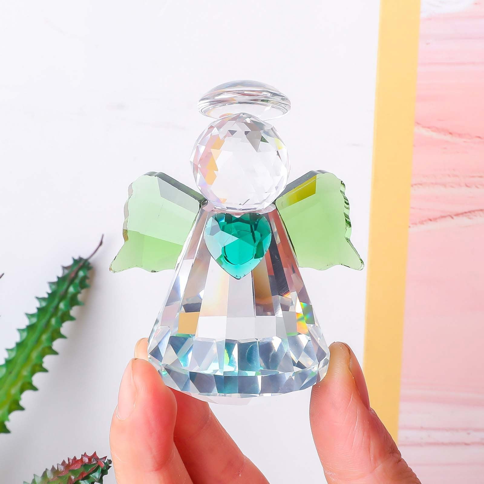 RKSTN Christmas Crystal Guardian Angel Figurine Art Glass Angel Statues ...