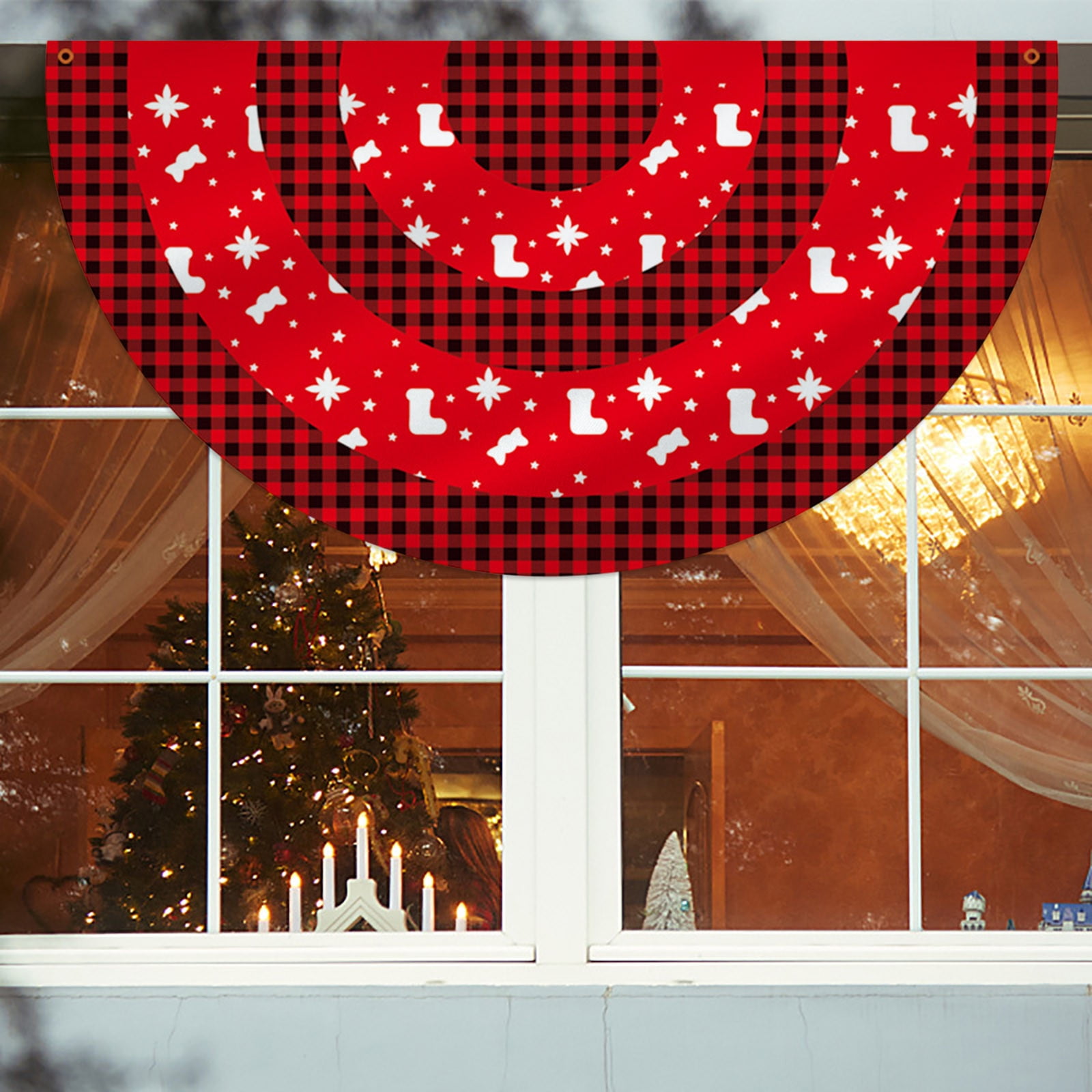 RKSTN Creative Fan Shaped Christmas Garden Flag Christmas Santa Claus ...