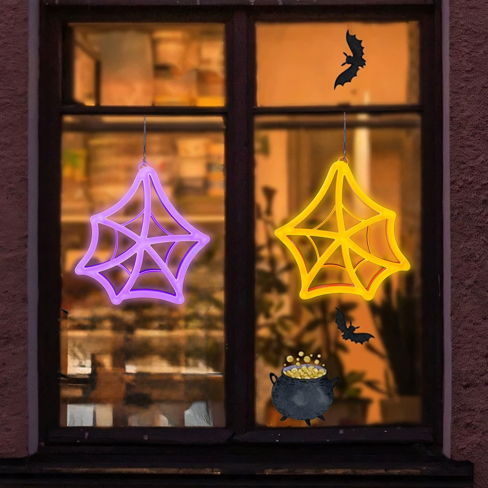 RKSTN Halloween LED Neon Lights Signs, Mini Purple Spider Webs LED ...