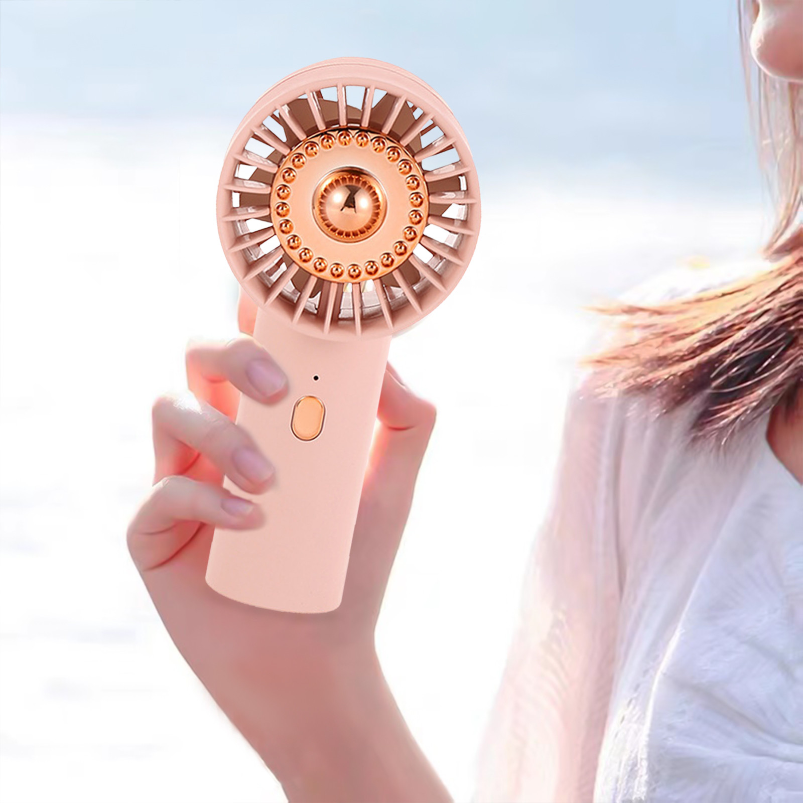 RKSTN Handheld Fan Portable Cooling Fan with Color Ambient Light Three ...