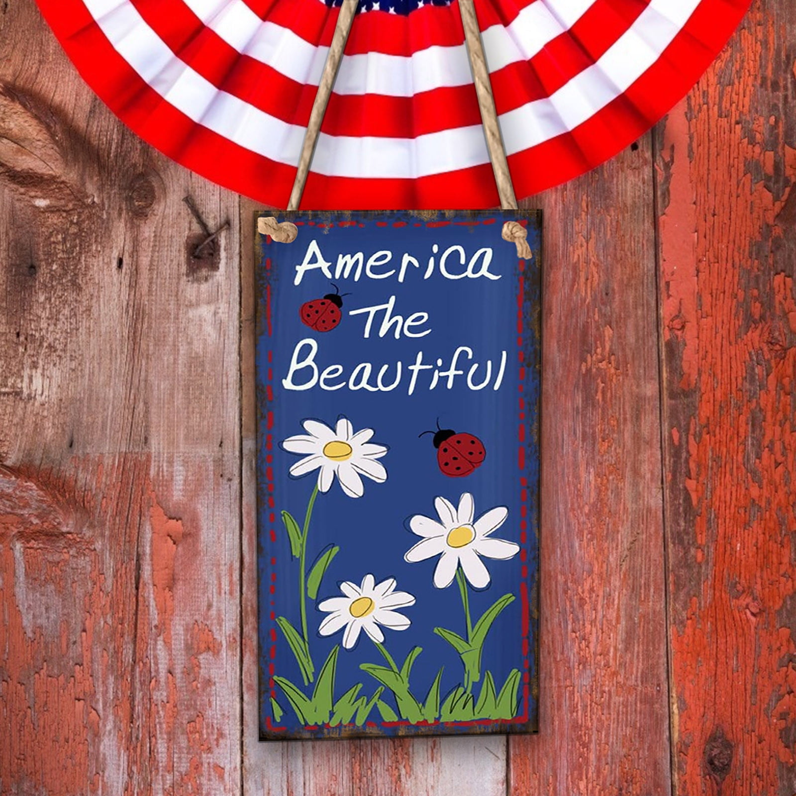 RKSTN 4th of July Welcome Sign Wooden American Independence Day ...