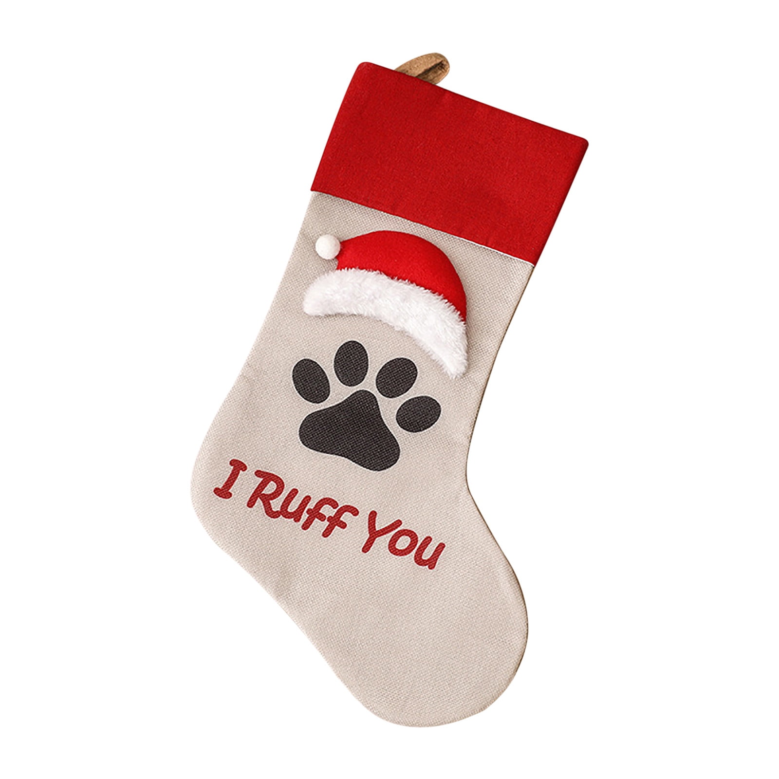 RKSTN Pet Christmas Stocking, 3 piece, Non-Woven Red Cat/Dog Paw Design ...