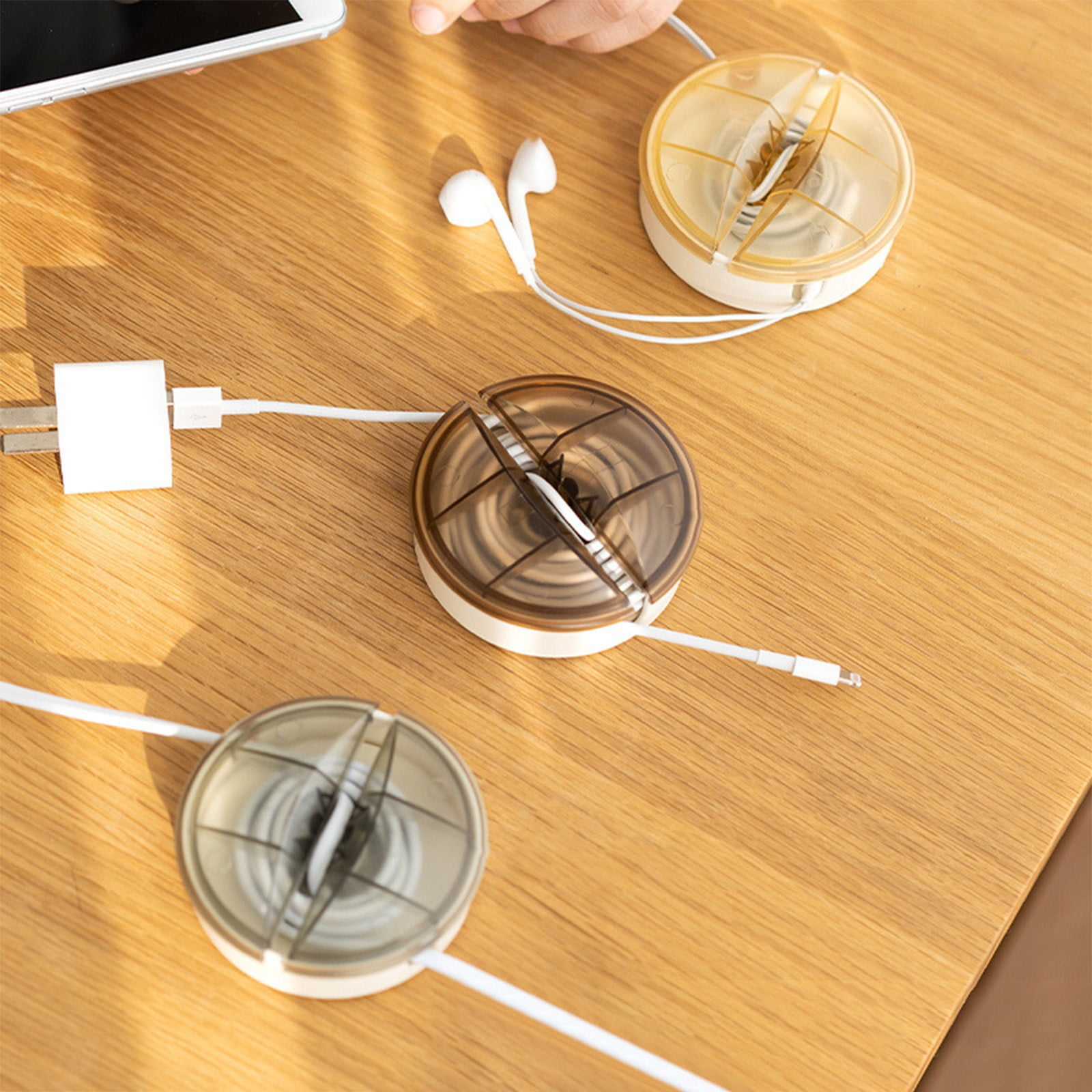 RKSTN Portable Charging Cord Organizer Round Storage Cable Winder ...