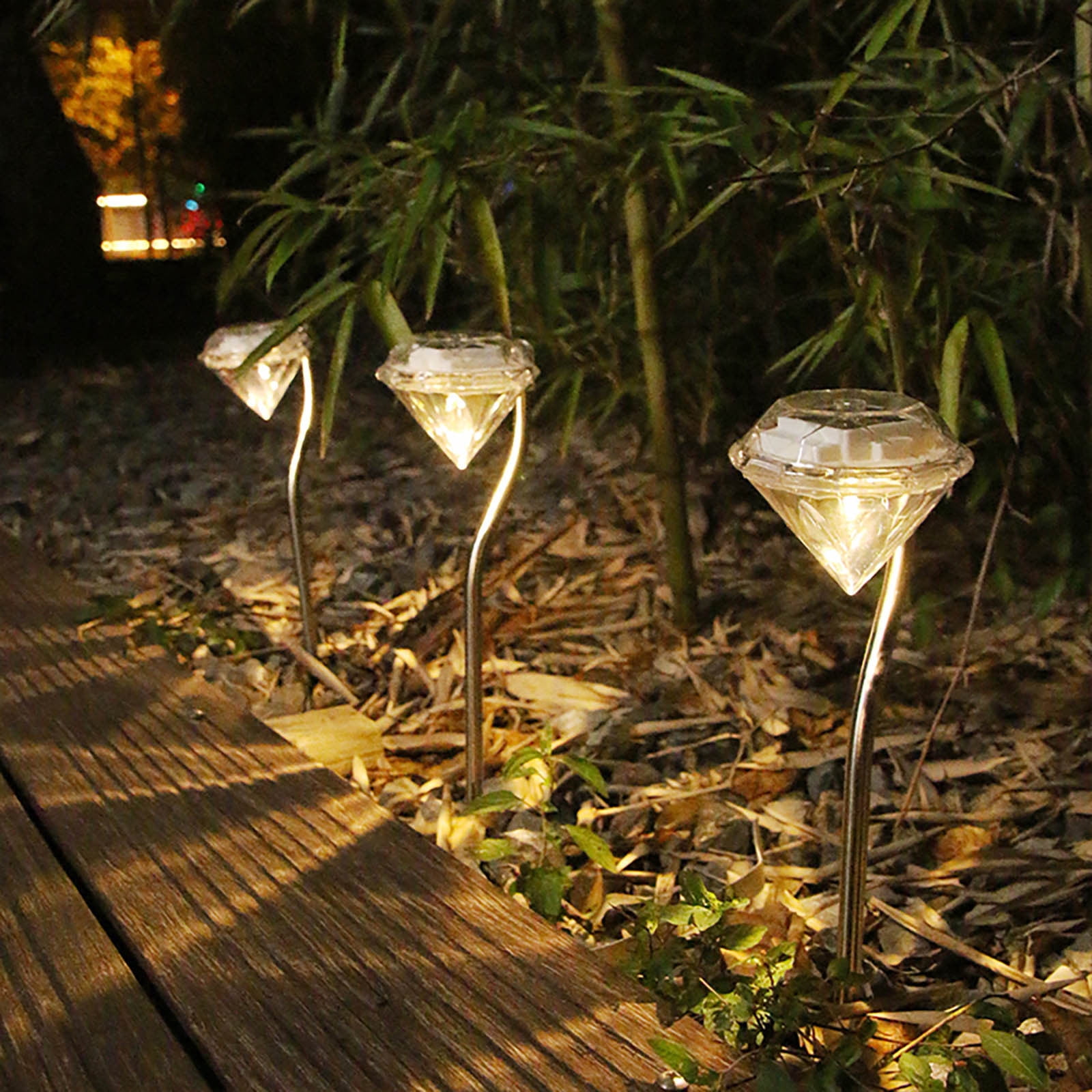 RKSTN Solar Garden Lights Outdoor Decor Outdoor Solar Diamond Shape LED ...