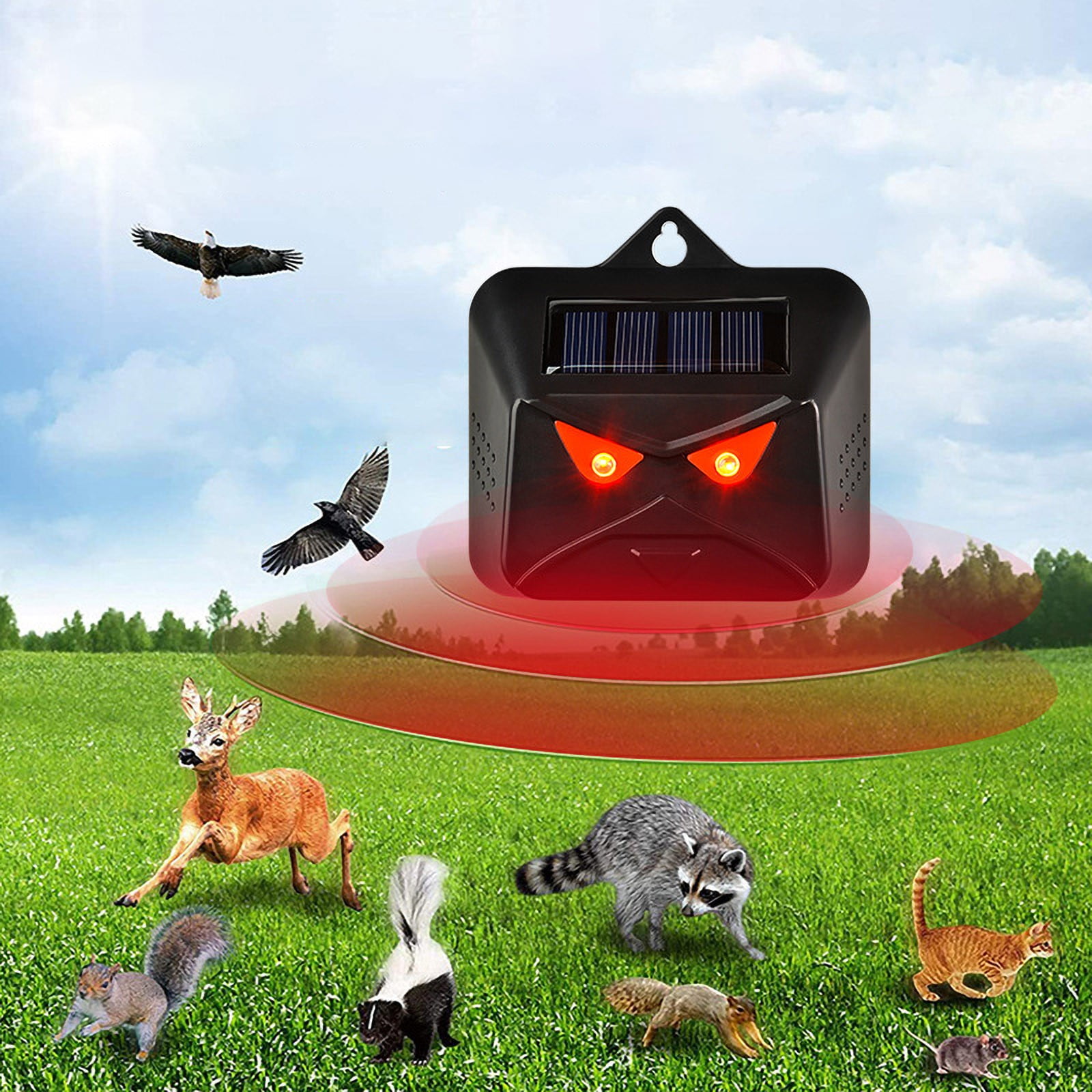 RKSTN Solar Powered Animals Repellent, Waterproof Animals Deterrent ...