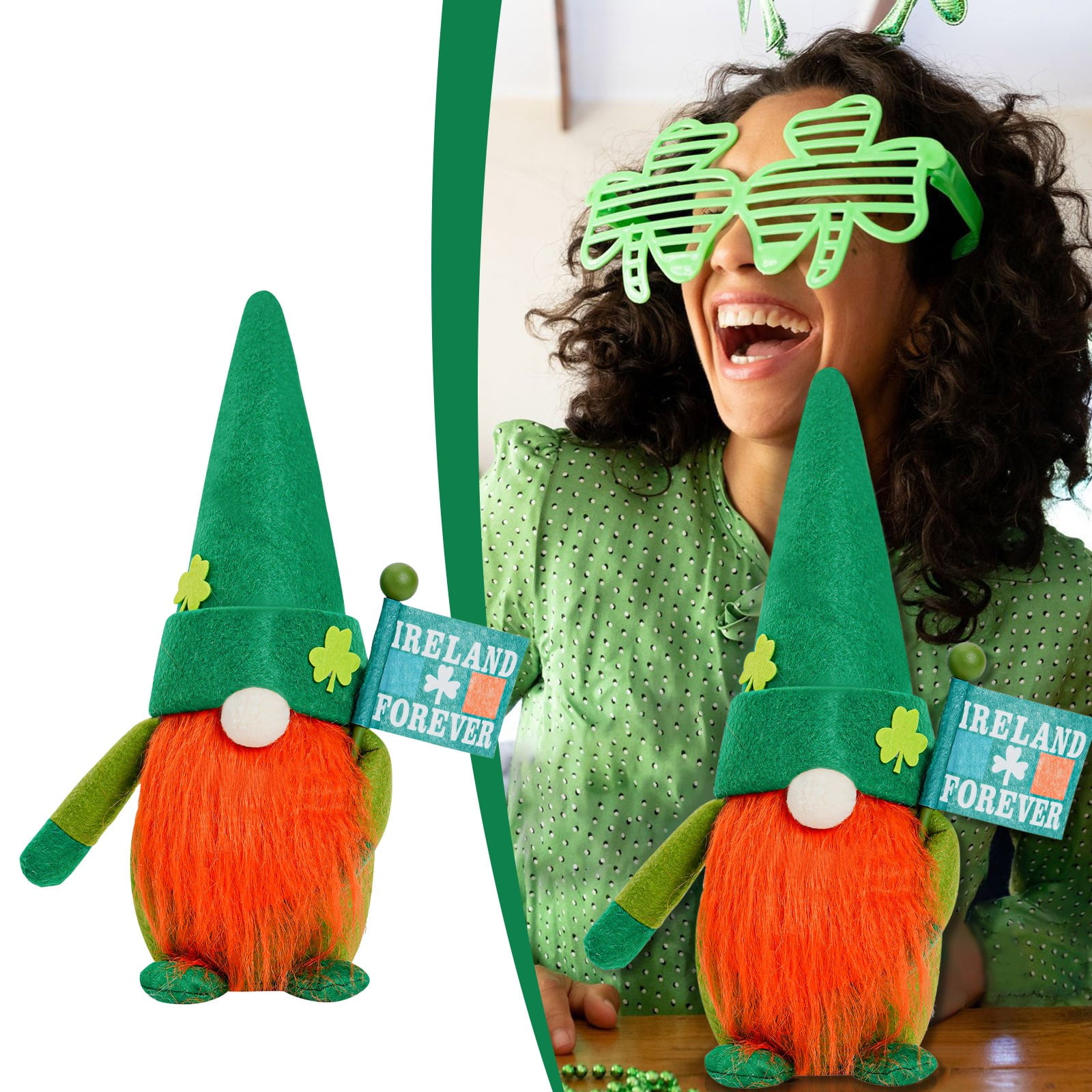 RKSTN St. Patrick's Day Gnome Decoration, Handmade Green Spring Plush ...