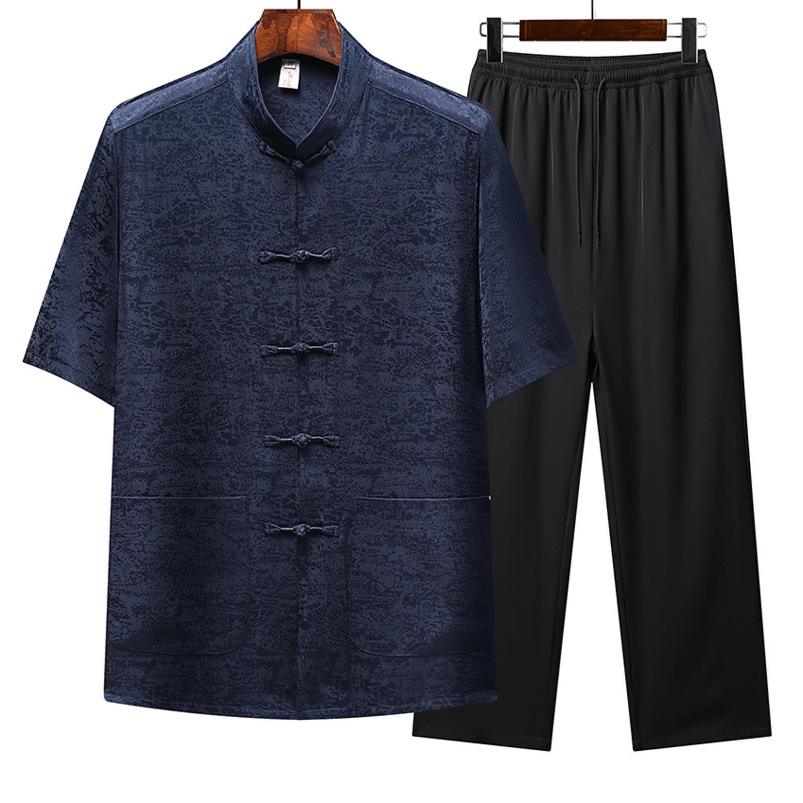 RKSTN Tang Suit Men Shirt Cotton Linen ChineseTraditional 2 Piece Sets ...