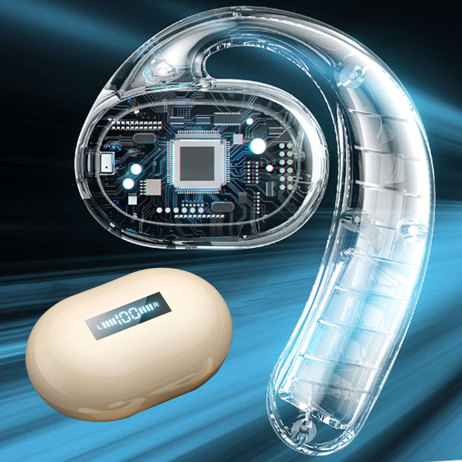 RKSTN Wireless Earbuds Ear Buds 5.3 Over-Ear Three True Digital Display ...