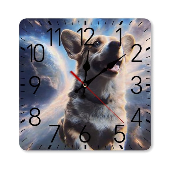 RKSupls 10×10inch Square Silent Wall Clock Wooden Frame, Dog Colorful ...