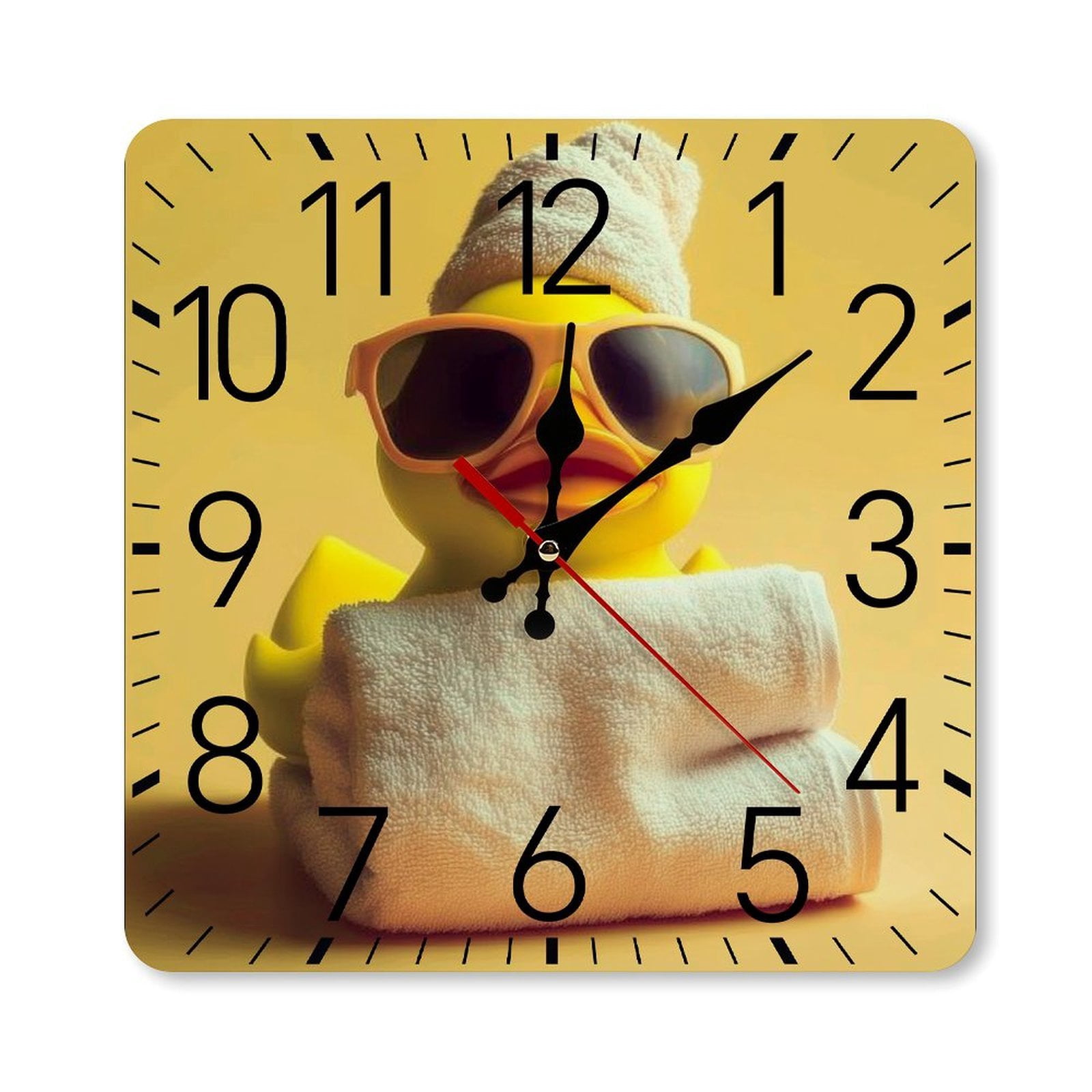 RKSupls 10×10inch Square Silent Wall Clock Wooden Frame, Rubber Duck ...
