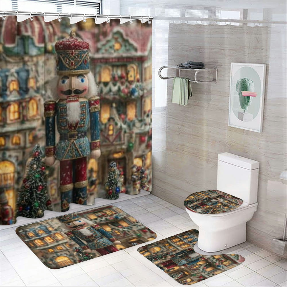 RKSupls 4PCS Waterproof Shower Curtain Sets, Castle Nutcracker Shower ...