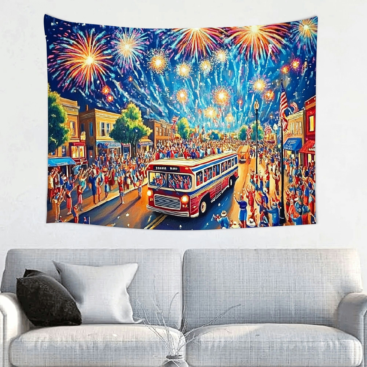 RKSupls 4th of July Patriotic Tapestry, Firework, American Flag and ...