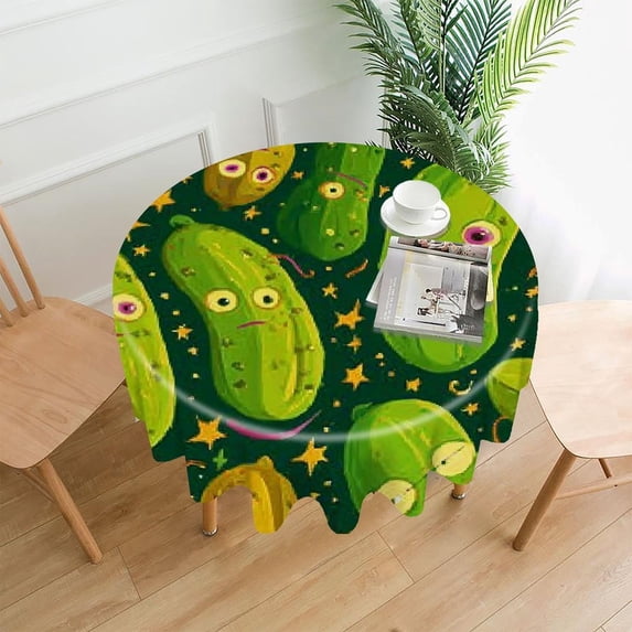 RKSupls 60 Inch Round Tablecloth, Pickles Funny Space Premium Polyester ...