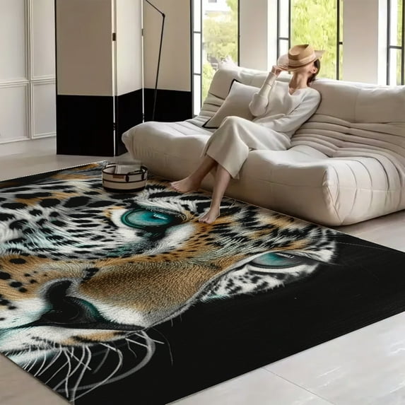 RKSupls Black Leopard Soft Fluffy Velvet Area Rug for Living Room ...