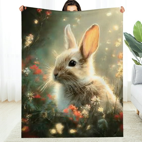 RKSupls Christmas Throw Blanket, Bunny Meadow Soft Flannel Blanket ...