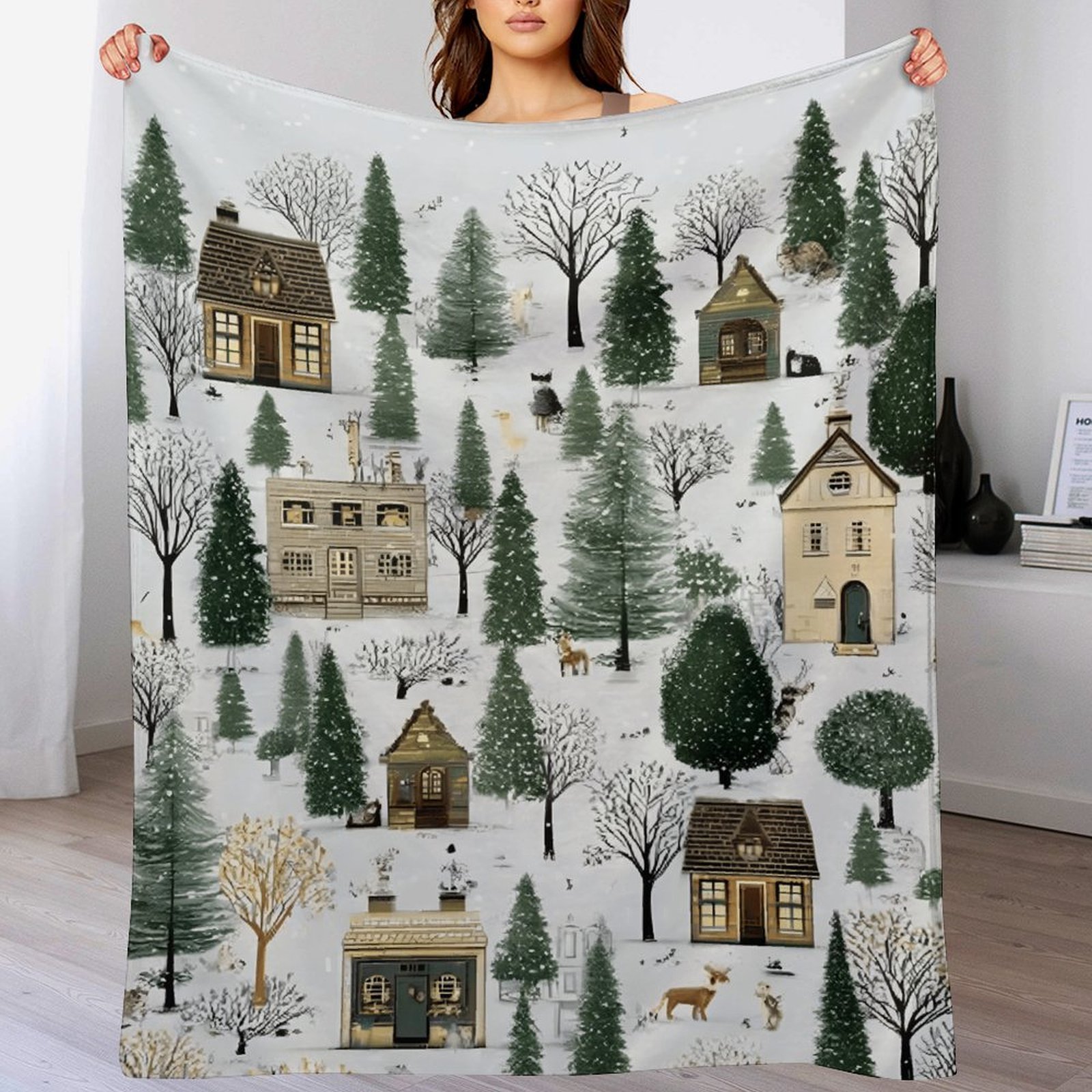 RKSupls Christmas Throw Blanket,Soft Warm Fannel Christmas Trees Snow ...