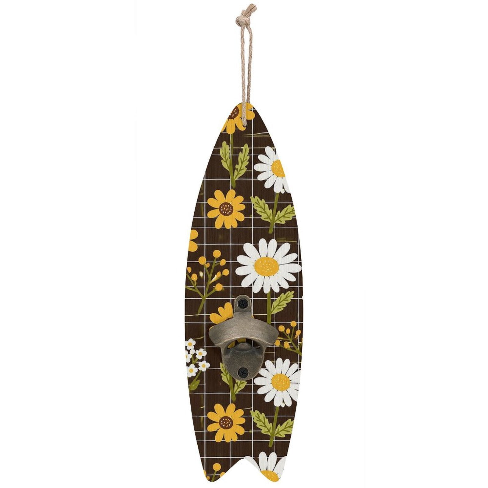 RKSupls Daisy Grid Pattern Wooden Wall Mounted Bottle Opener, MDF ...
