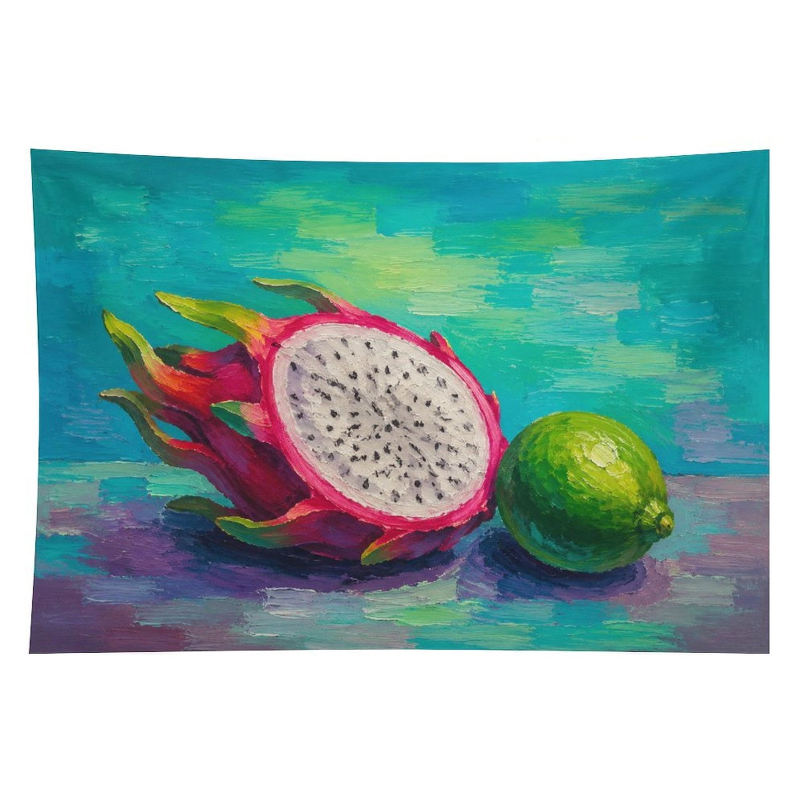 RKSupls Dragon Fruitand Lime Still Life Polyester Wall Tapestry Anti ...
