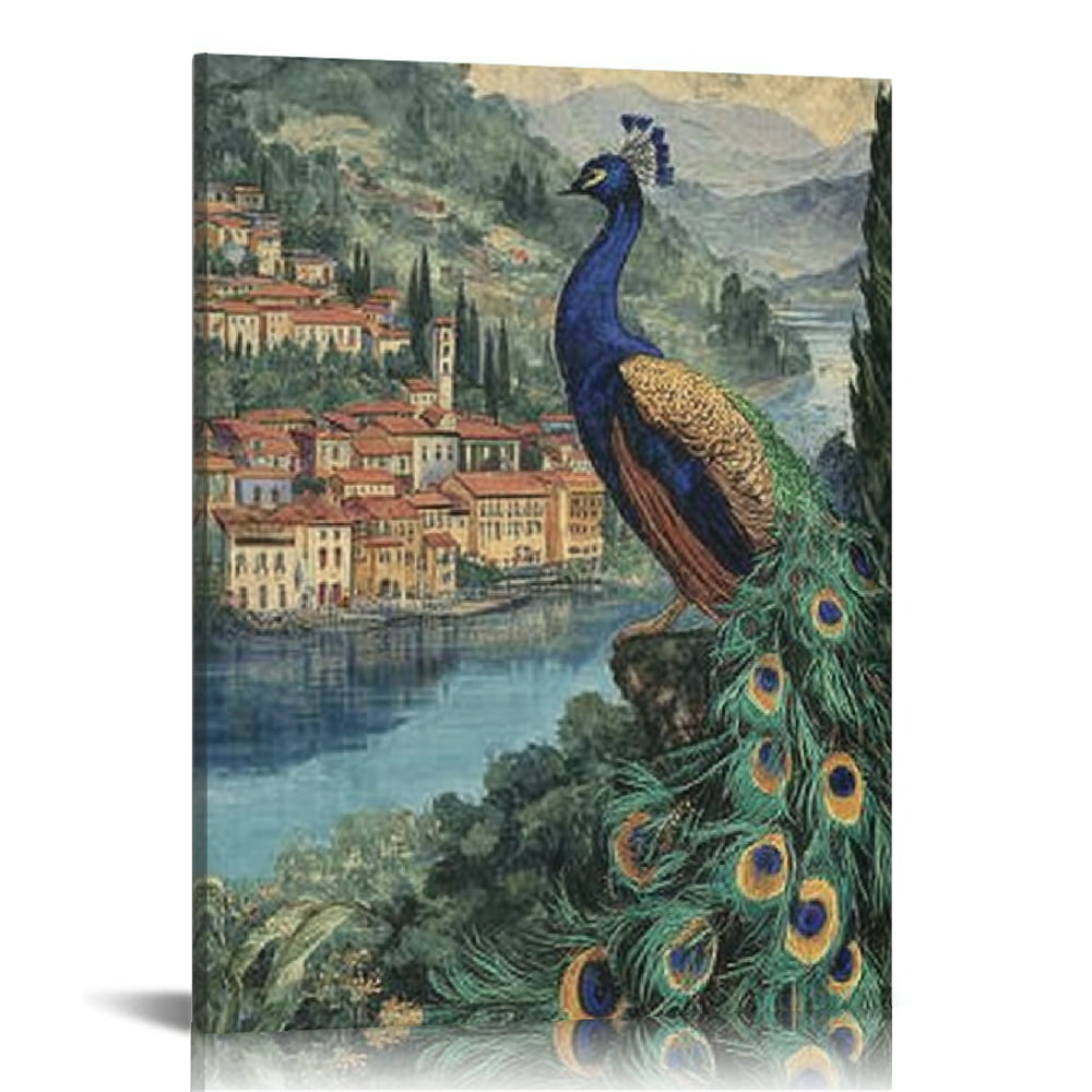RKSupls Elegant Peacock Canvas Wall Art, Canvas Prints Wall Art for ...