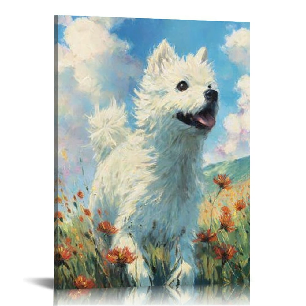 RKSupls Joyful Samoyed Canvas Wall Art, Canvas Prints Wall Art for ...