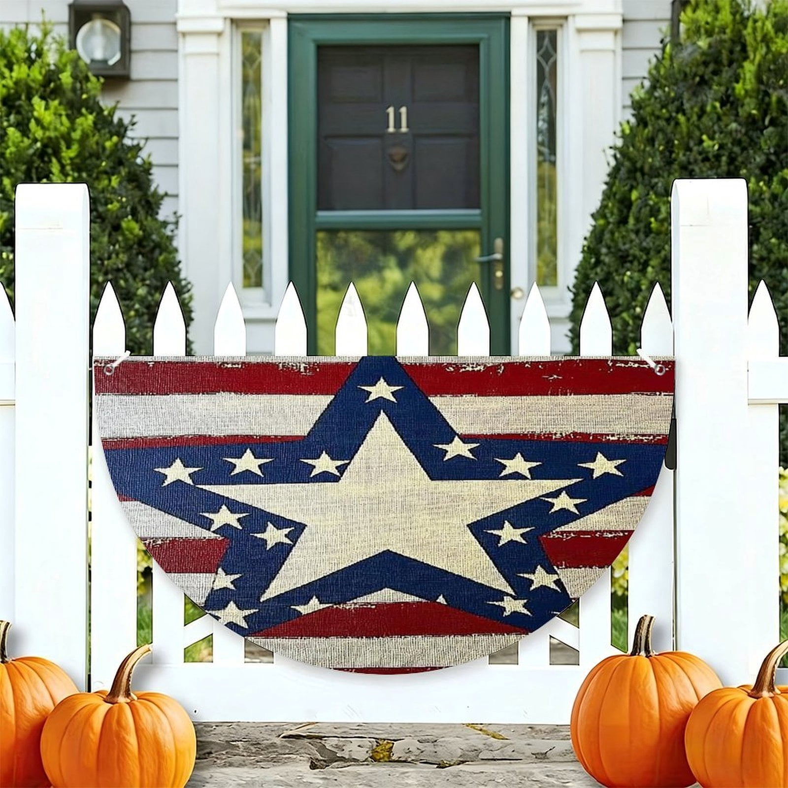 RKSupls Large Star over American Flag Canvas Patriotic Half Round ...