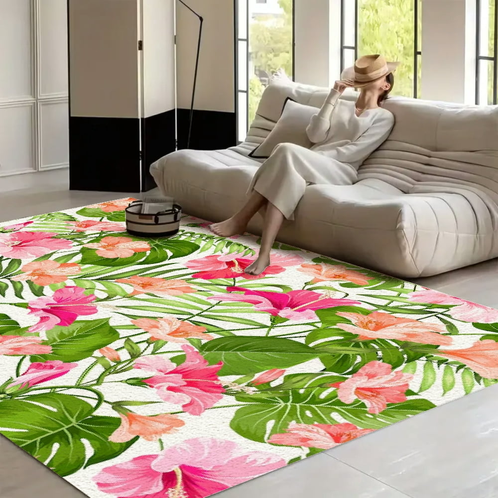RKSupls Modern Bold Flower Pattern Art Soft Fluffy Velvet Area Rug for ...
