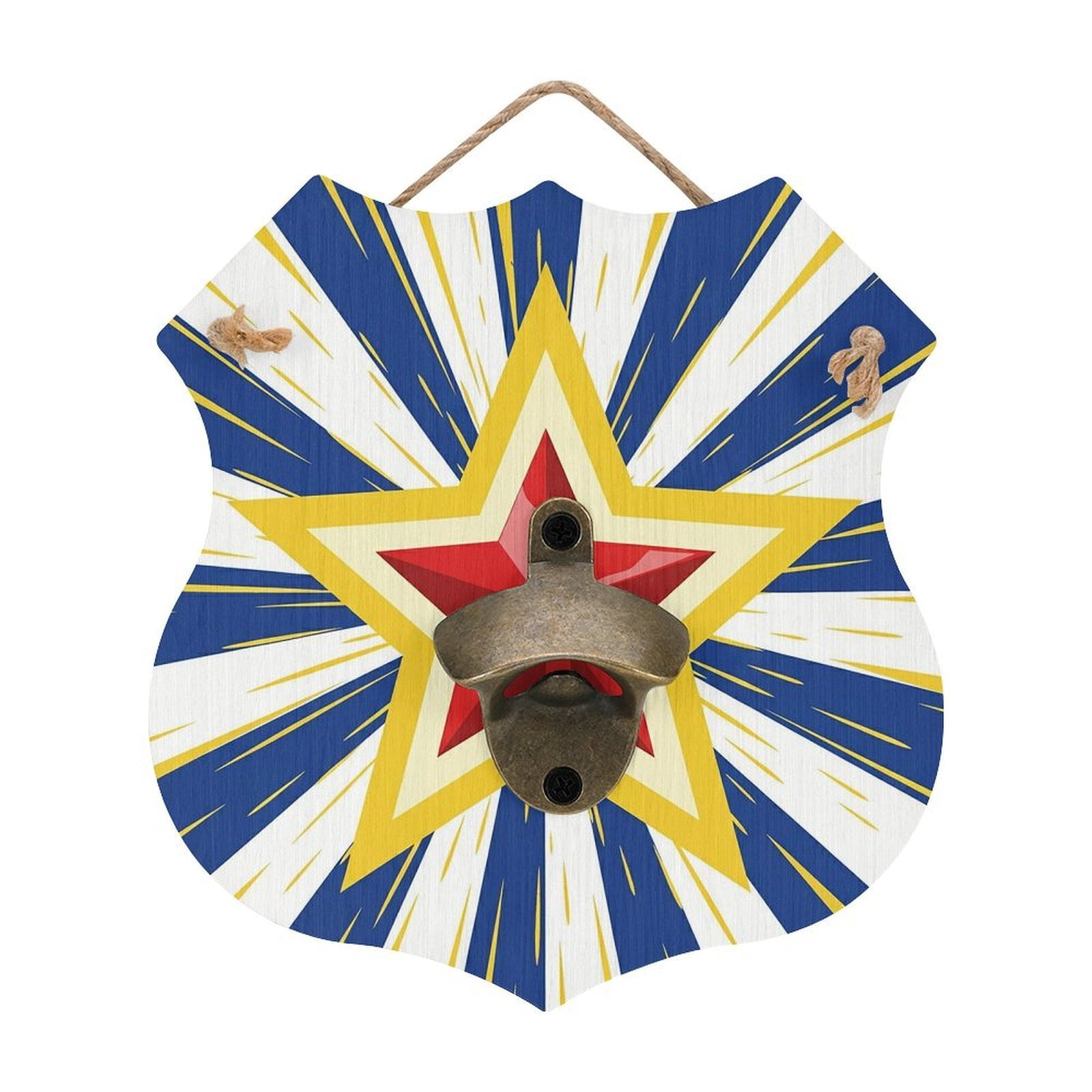 RKSupls Patriotic Heroic Star Comic Sunburst Wooden Wall Mounted Bottle ...