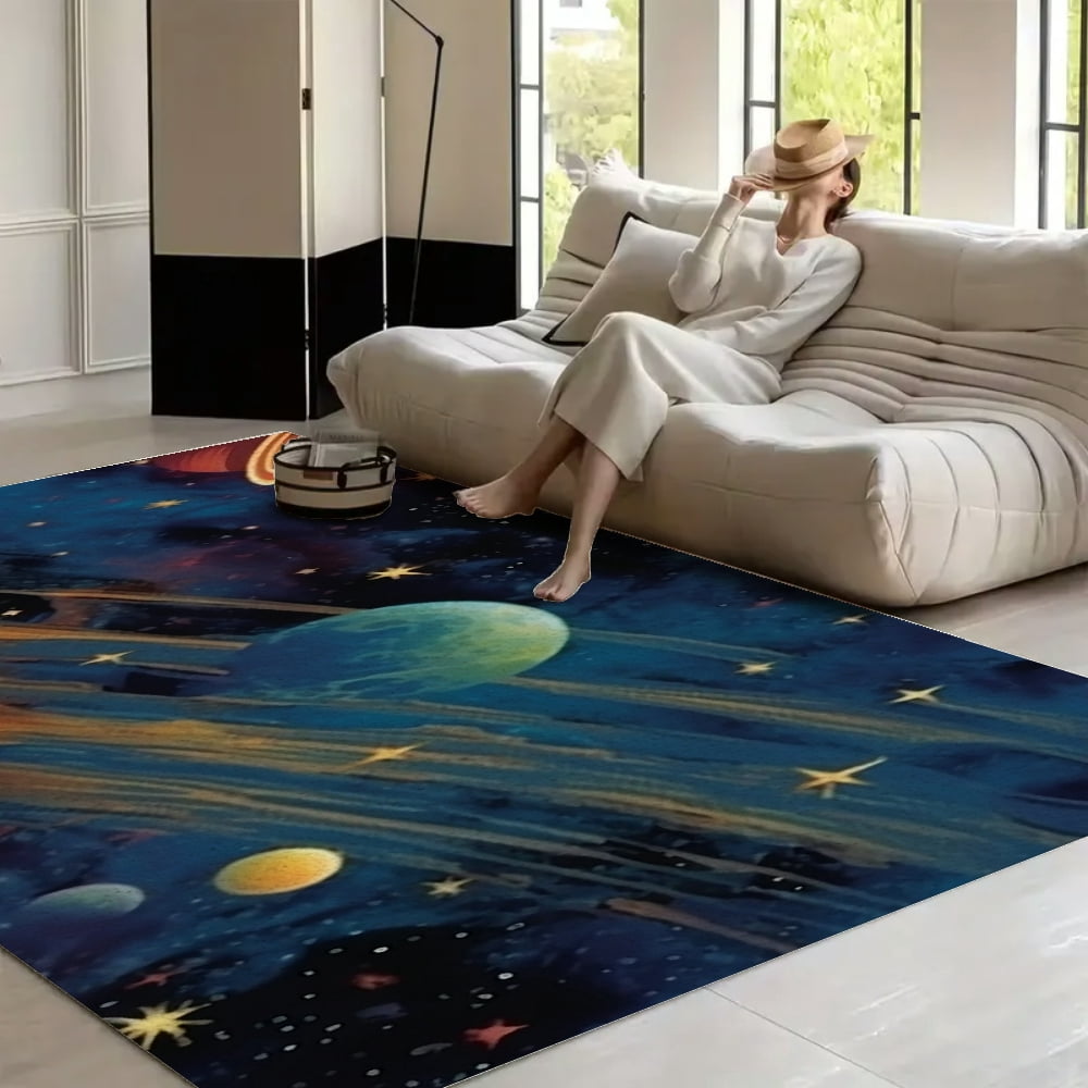 RKSupls Planets Stars Space Art Soft Fluffy Velvet Area Rug for Living ...