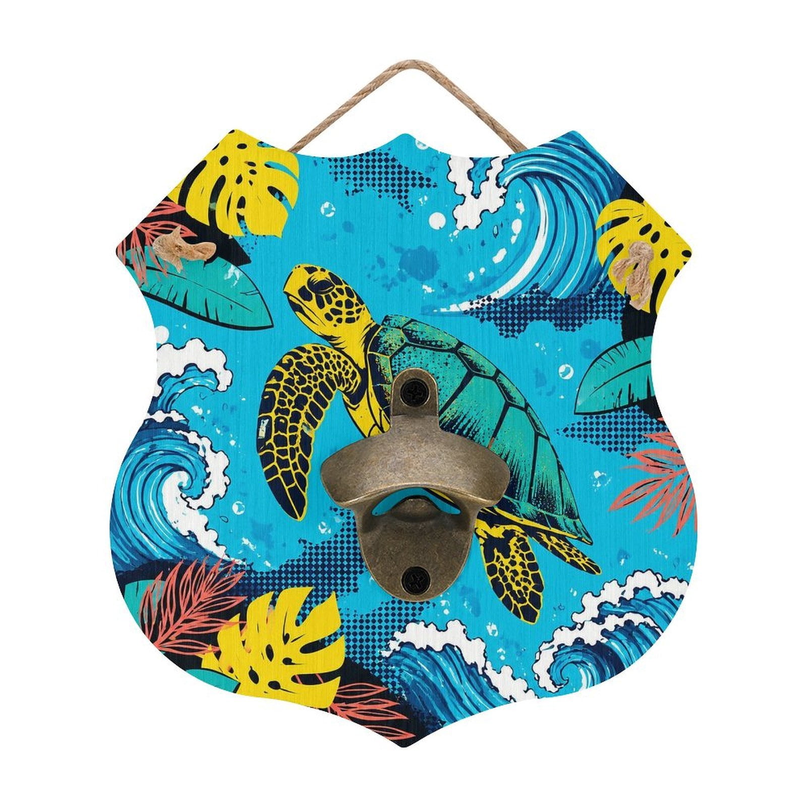 RKSupls Pop Art Turtle Wave Wooden Wall Mounted Bottle Opener, MDF ...
