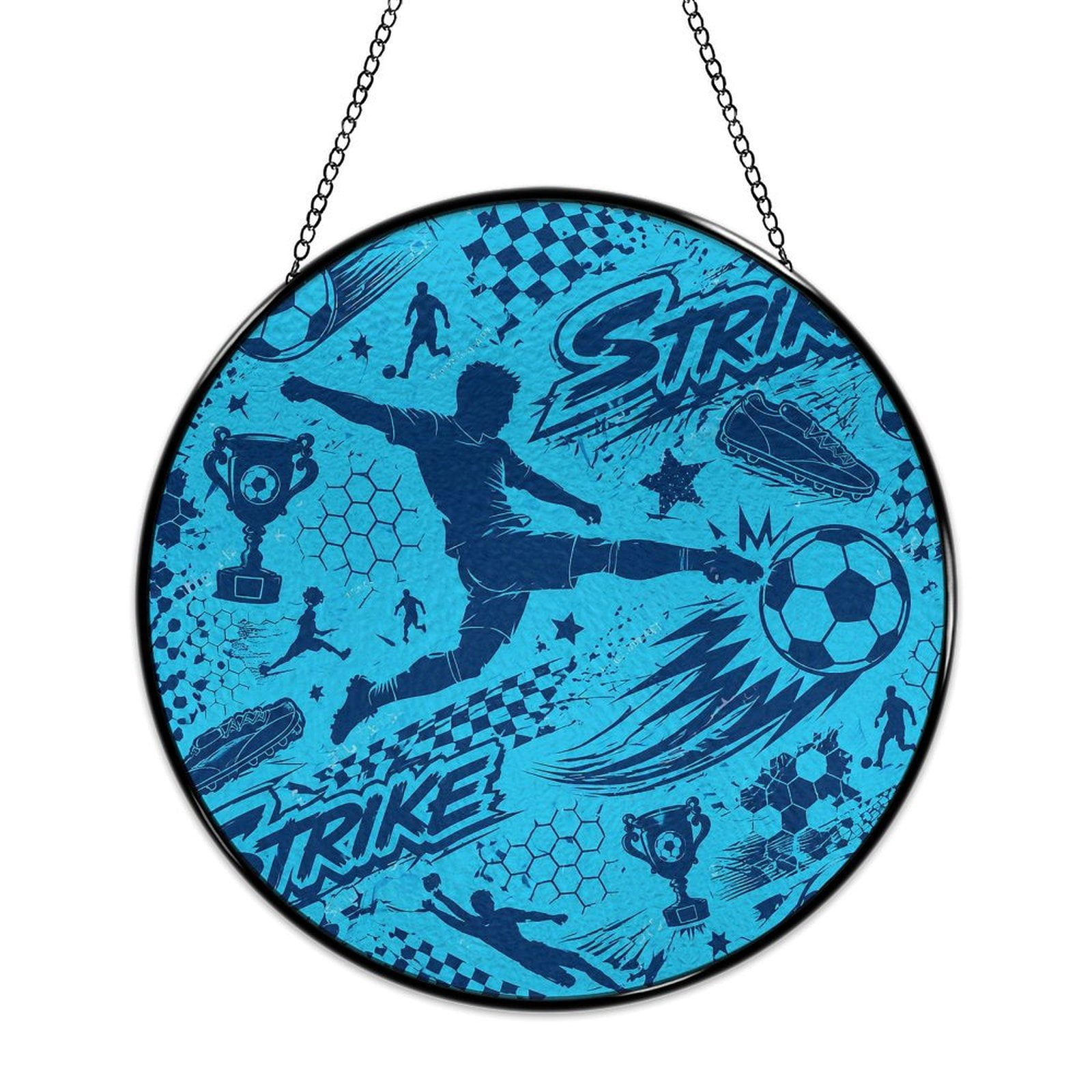 RKSupls Round Stained Glass Window Suncatcher, Soccer Strike Player ...