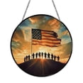 RKSupls Round Stained Glass Window Suncatcher, Soldiers Silhouette Flag ...