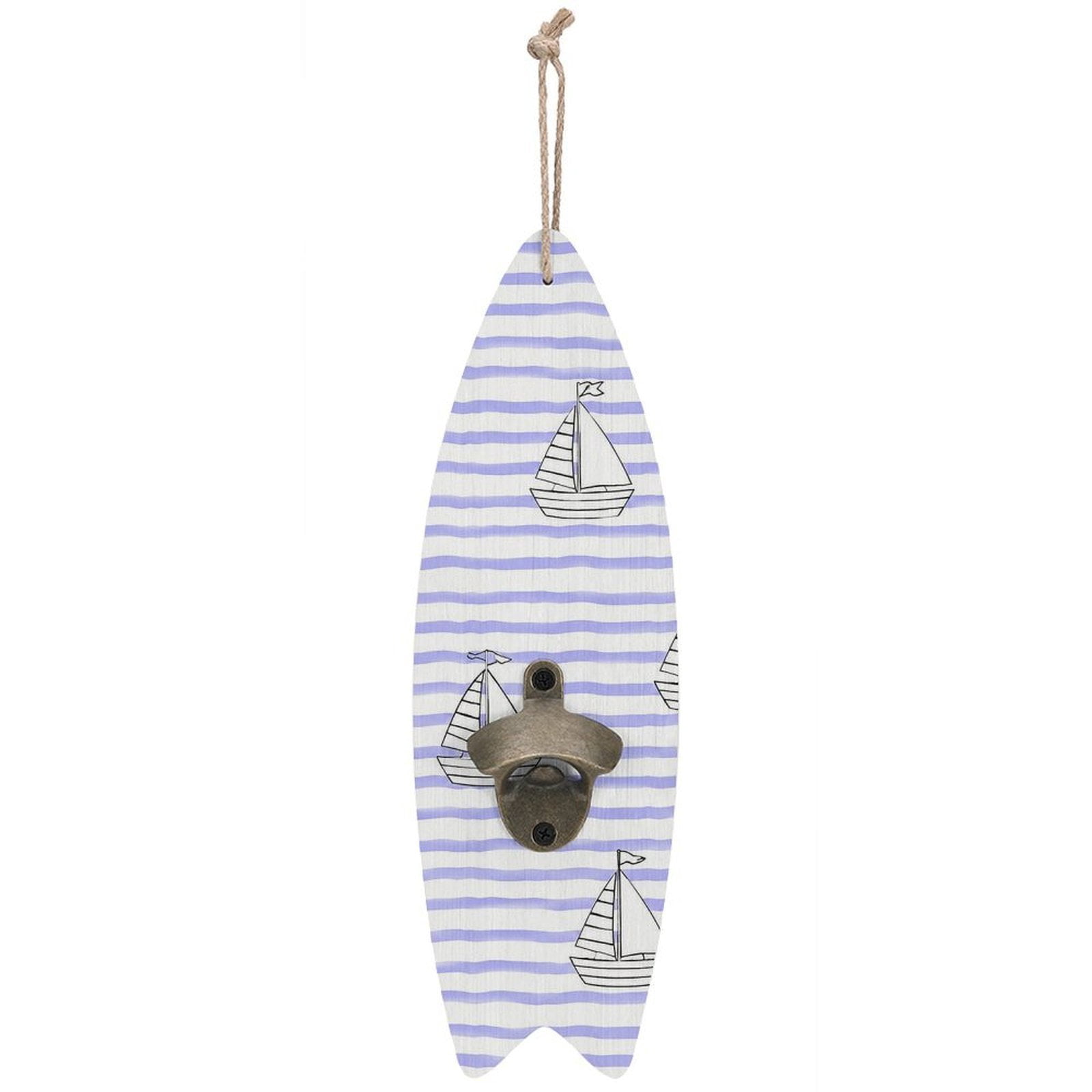 RKSupls Sailboat Sketch Stripe Pattern Wooden Wall Mounted Bottle ...