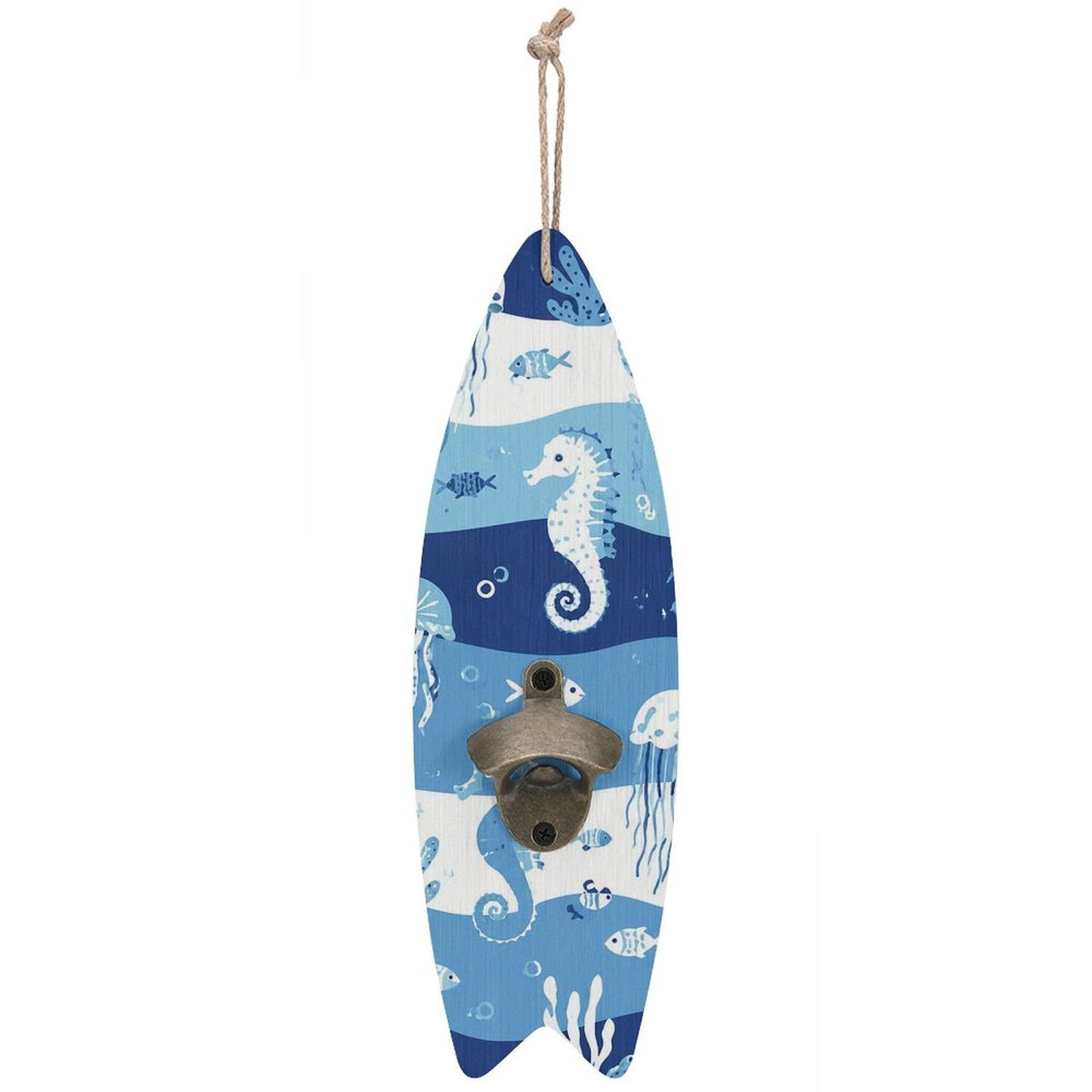 RKSupls Seahorse Jellyfish Wave Stripe Pattern Wooden Wall Mounted ...
