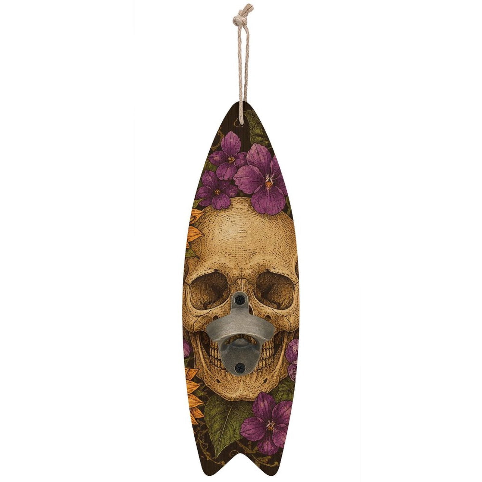 RKSupls Skull Sunflower Violet Floral Vintage Wooden Wall Mounted ...