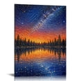 RKSupls Starry Night Lake Forest Modern Art, Canvas Print, Wall Decor ...