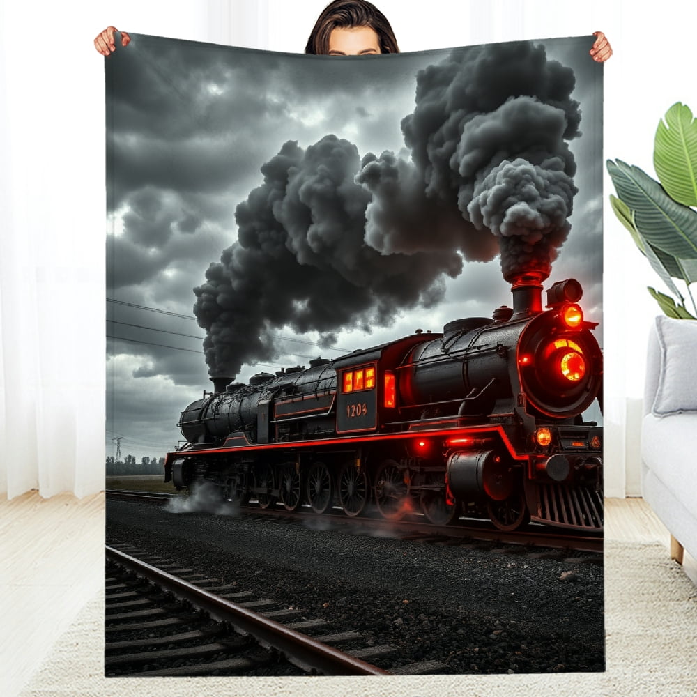 RKSupls Steam Train Railway Engine Soft Flannel Throw Blanket ...