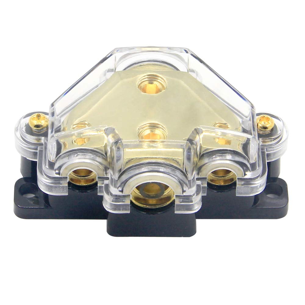 RKURCK 3 Way Power Distribution Block, 0/2/4 AWG Gauge in, 4/8 Gauge ...