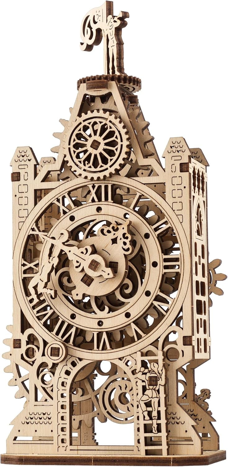 RKXQT 3D Wooden Puzzle - with Spinning Wooden Mechanical Old Clock ...
