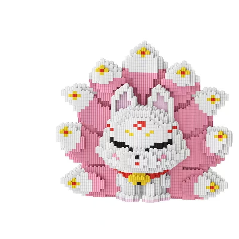 2025 latest Micro Building Blocks Set Animal Dark pinkNine Tailed Fox ...