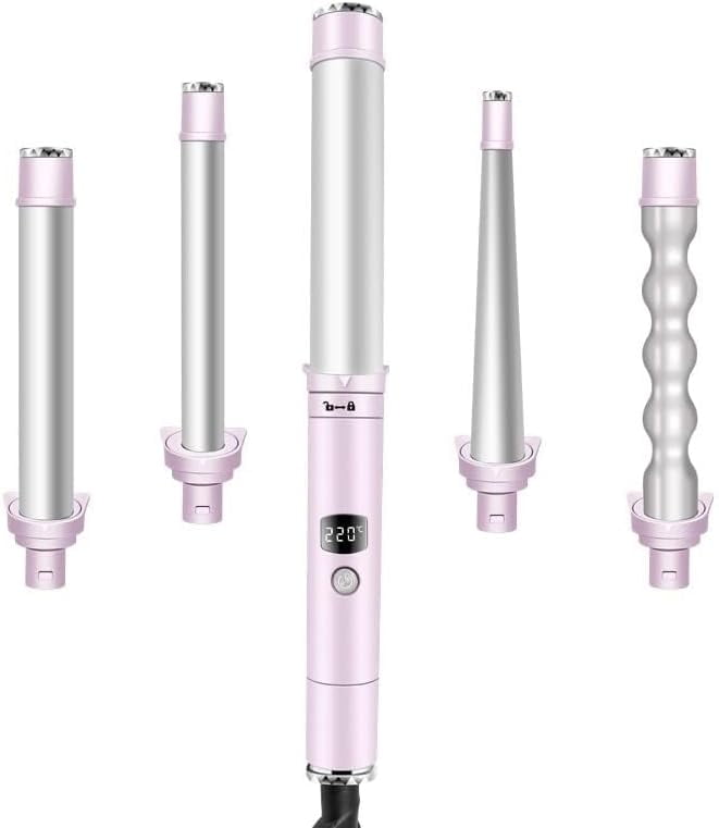 RKXQT Hair Curler 5 in 1 Curling Iron Wand Set Ceramic Barrels Instant ...