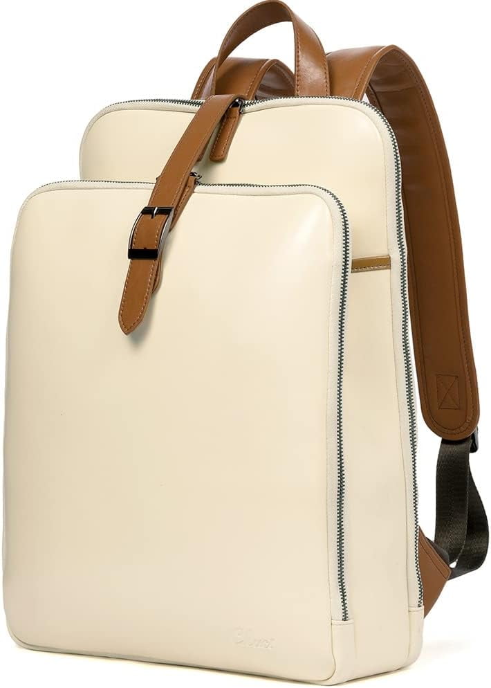 RKXQT Leather Laptop Backpack Purse for Women 15.6 Inch Travel Computer ...