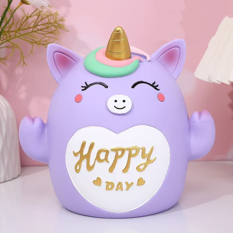 RKXQT Piggy Bank Girls Unicorn Piggy Banks Cute Unbreakable Resin Coin ...