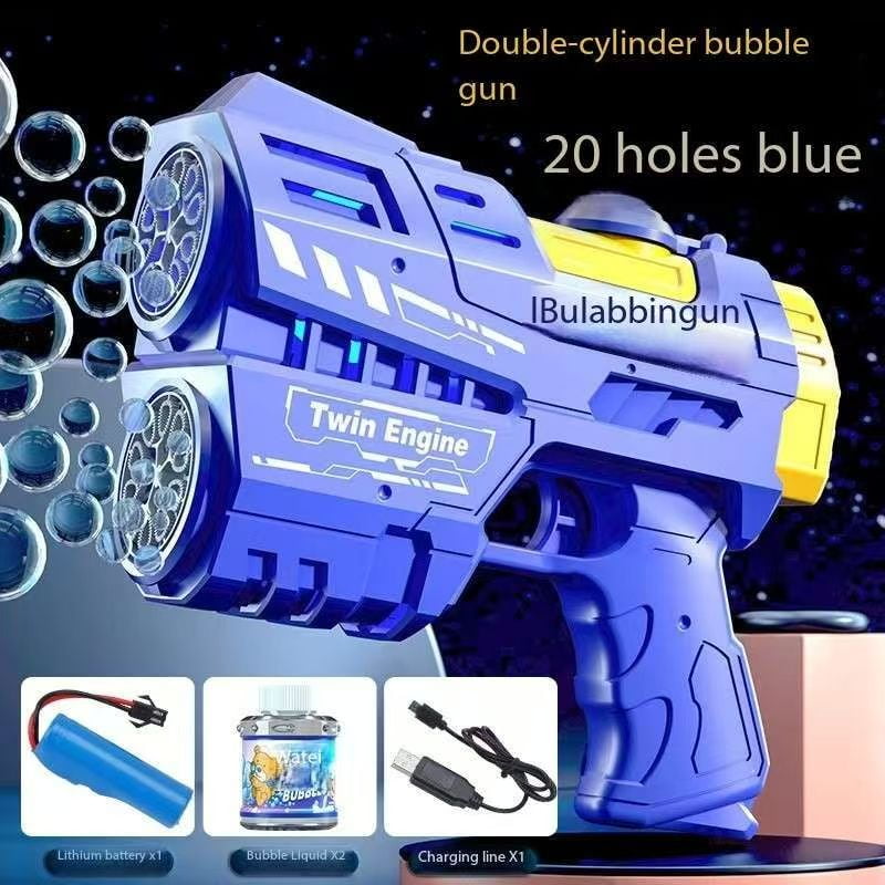 RKXQT Rechargeable Blue Shark Bubble Guns for Kids, LED Light Up Bubble ...
