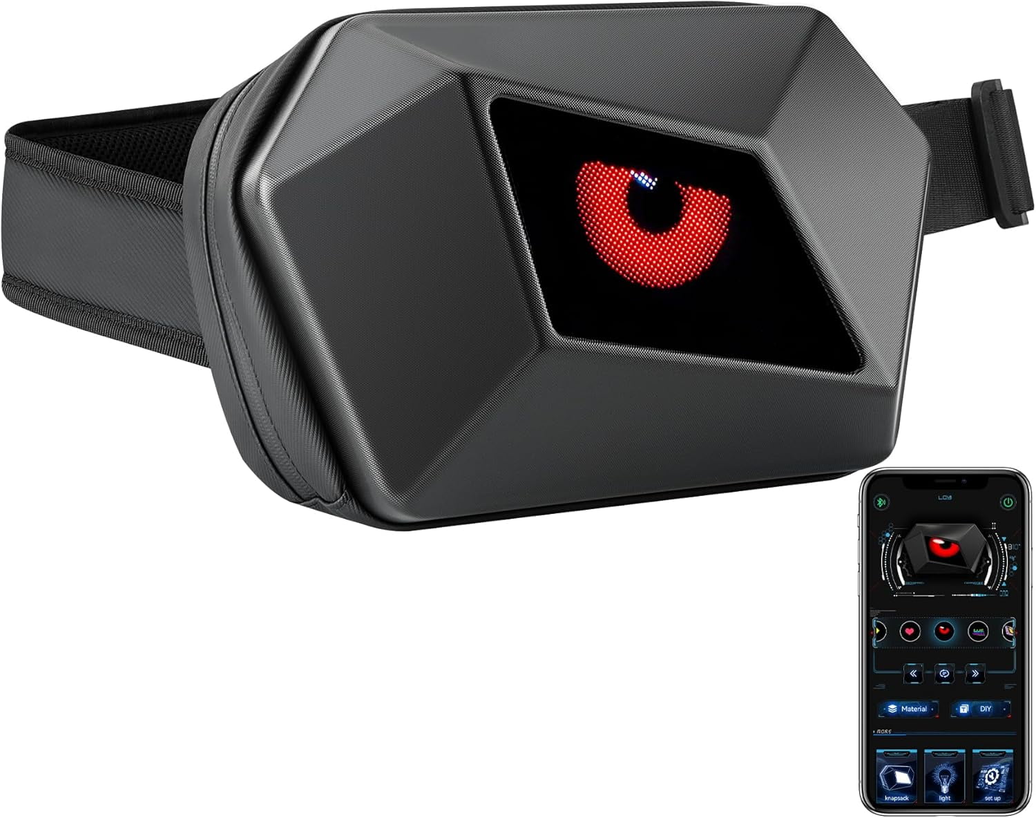 RKXQT Sling Bag with LED Display, Hard Shell LED Motorcycle Backpack ...