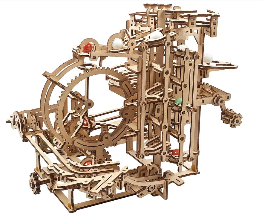 RKXQT Wooden Marble Run DIY Model Kit Stepped Hoist - MechanicalCrafts for Adults - Unique Gift ...