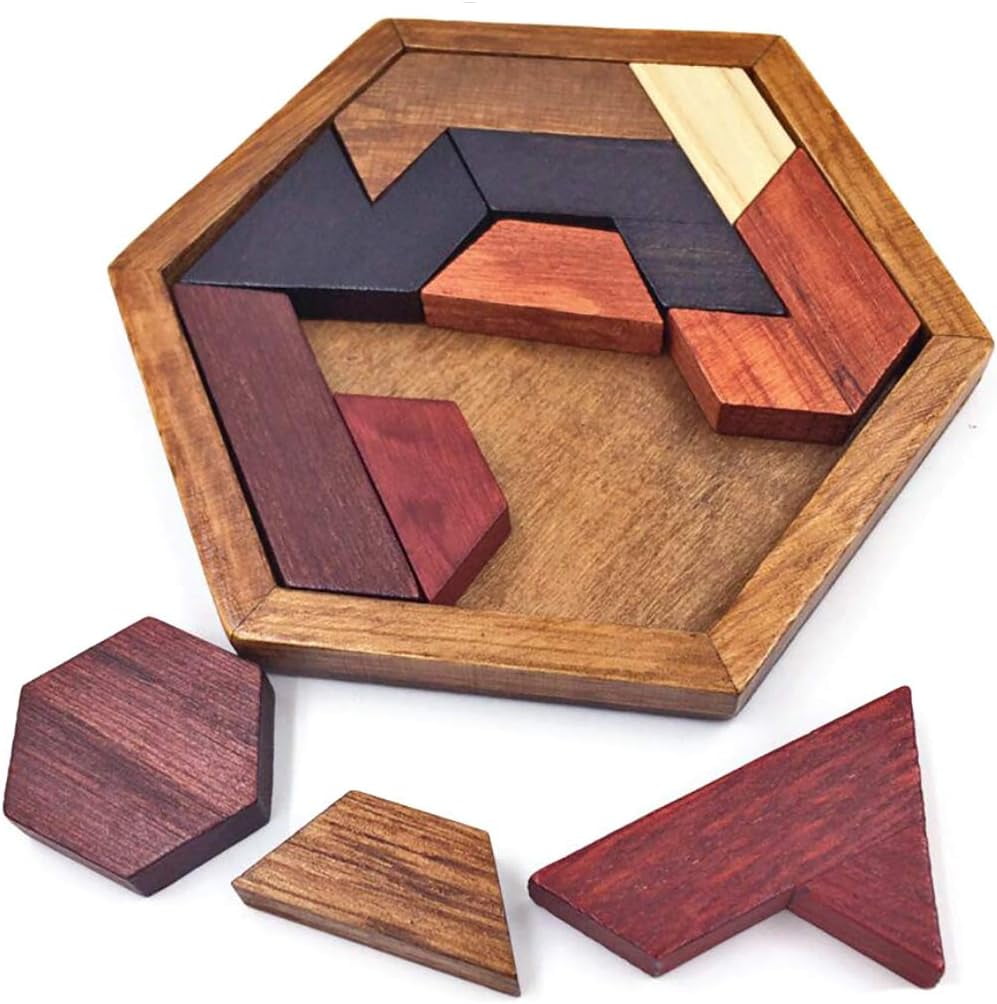 RKXQTPuzzles for Kids & Adult Challenge Wooden Brain Tangram Puzzle ...