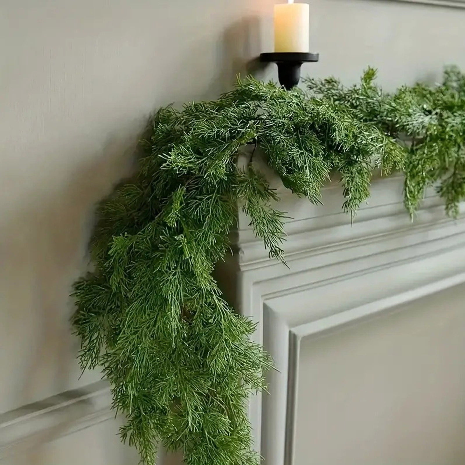 RKZDSR 106-Inch Artificial Pine Needle Garland - Realistic Soft Rubber ...