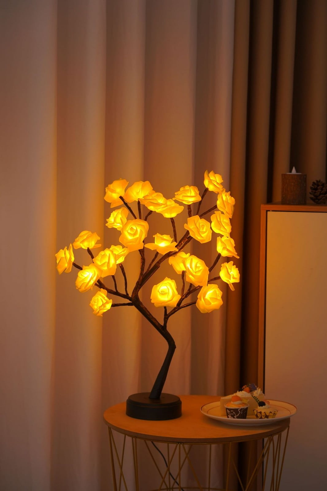 RKZDSR 24 LED Rose Flower Table Tree Light: Battery Operated/USB Plug ...