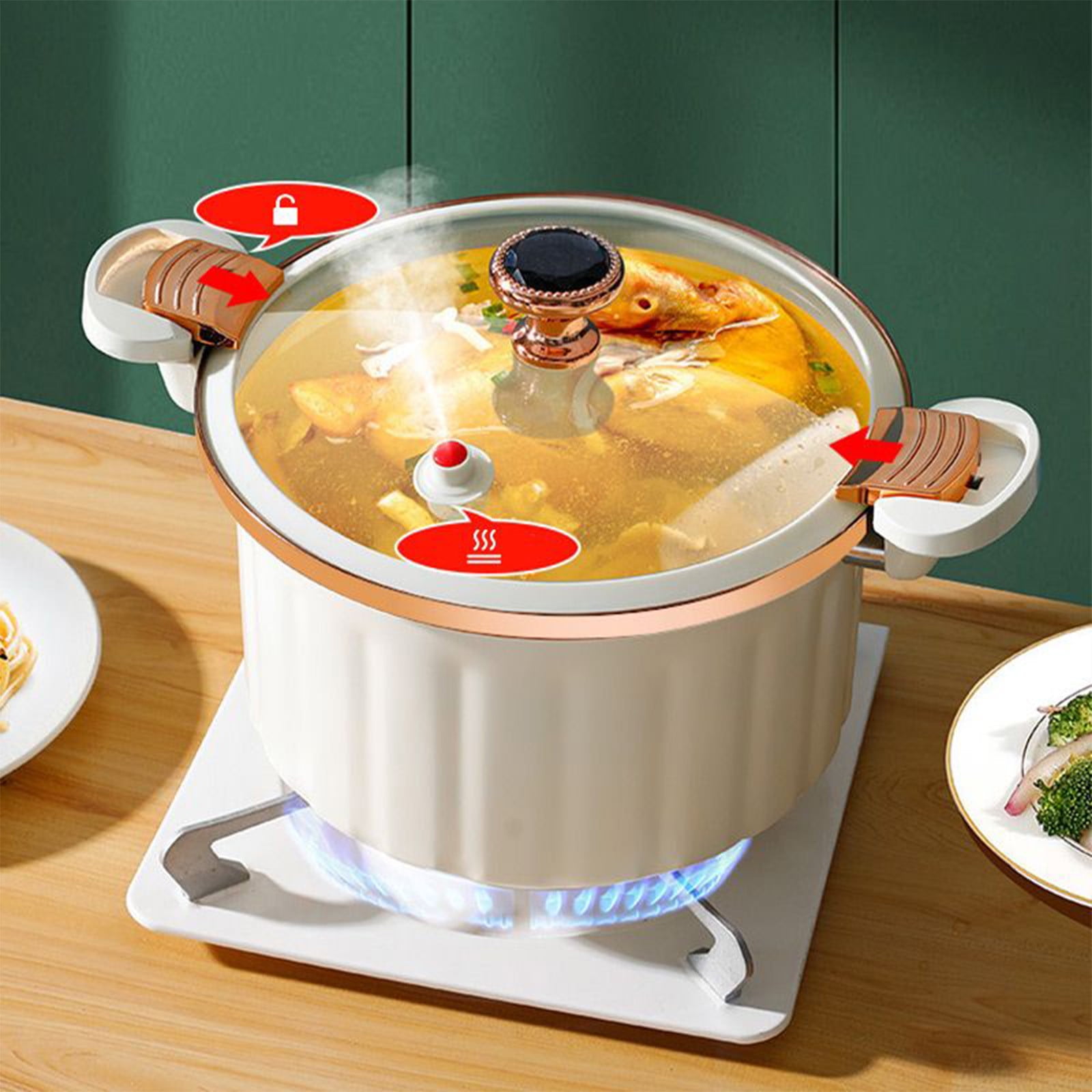 RKZDSR 8L Non-Stick Pressure Cooker Pot - Multi-Purpose Soup Pot for ...